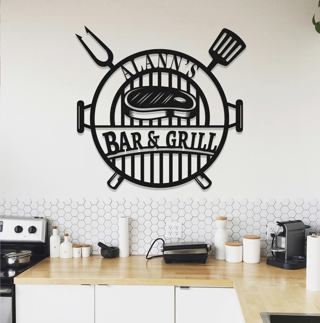Personalized Barbecue Sign, Custom Grill Sign, Bar Metal Wall Art Decor ...