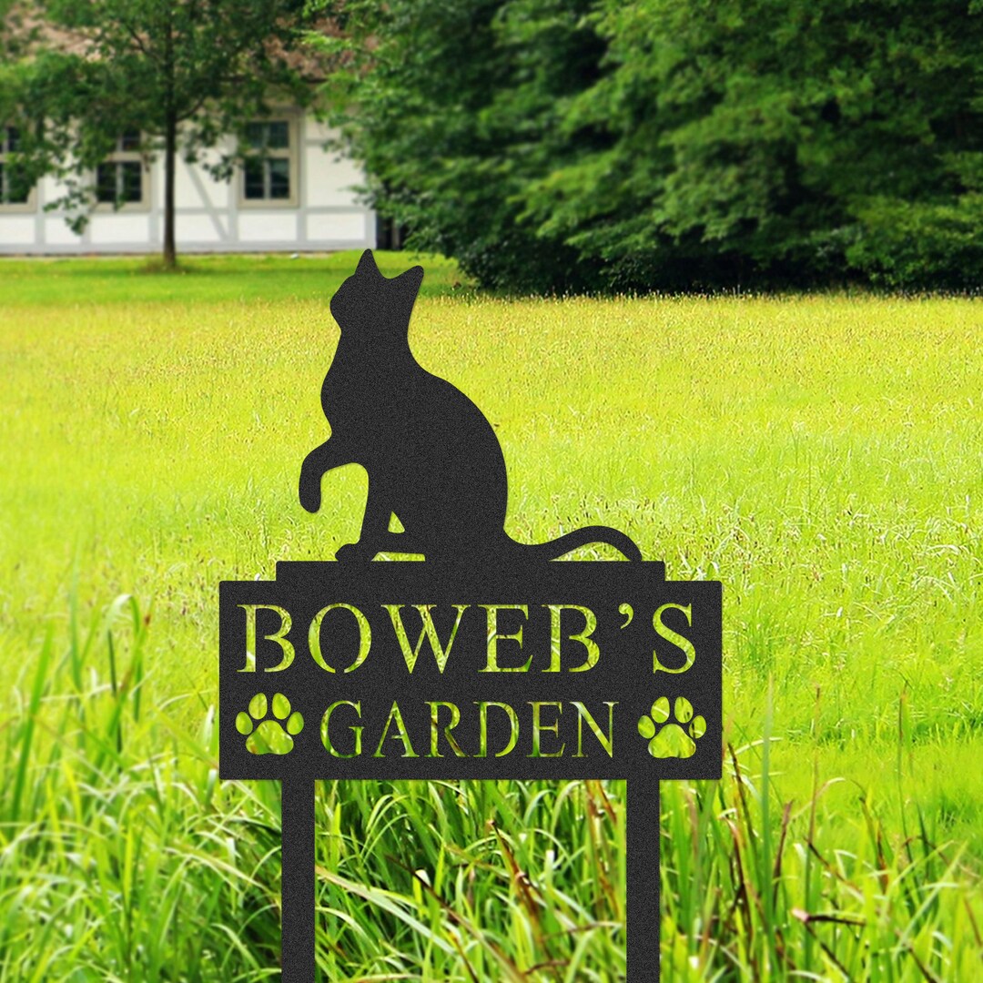 Custom Cat Sign With Stakes, Pet Memorial Sign,garden Stake Metal Sign ...