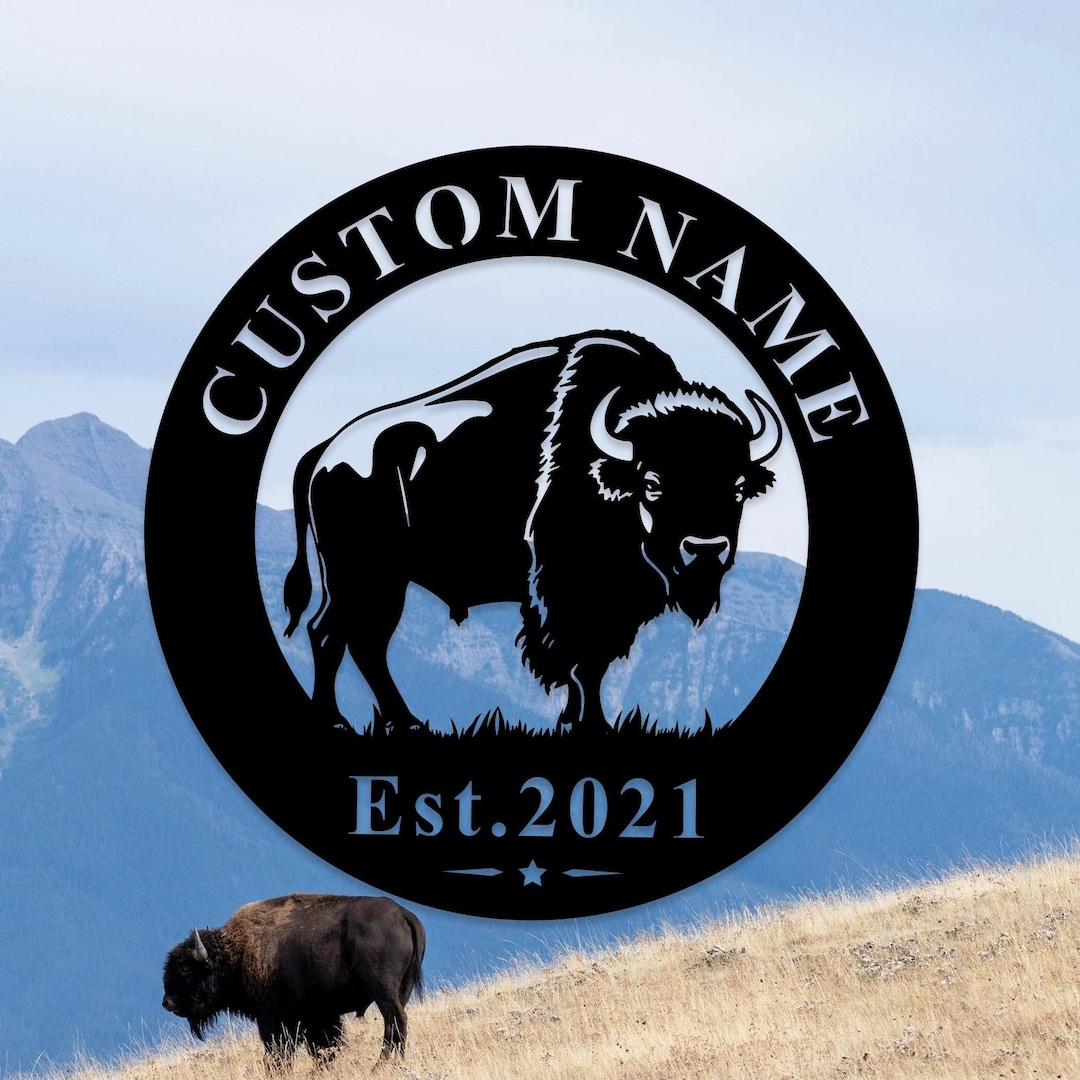 Custom Bison Monogram Sign,buffalo Metal Sign,buffalo Farm Decor,bison ...