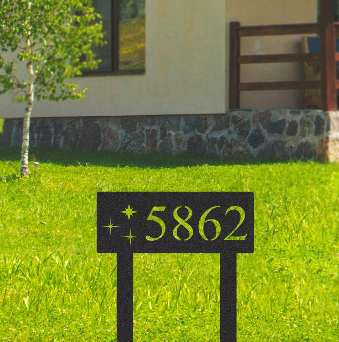 Address Sign With Stakes,custom House Number Sign ,personalized Staked ...