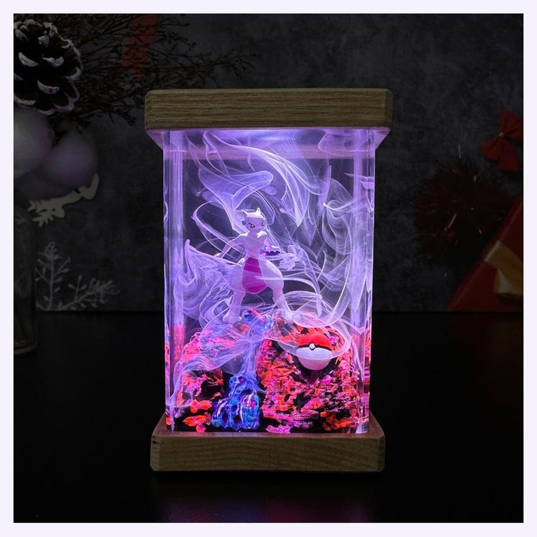 Pokemon Lamp, Mewtwo Resin Lamp, Pokemon Gifts, Pokemon Decor, Custom ...