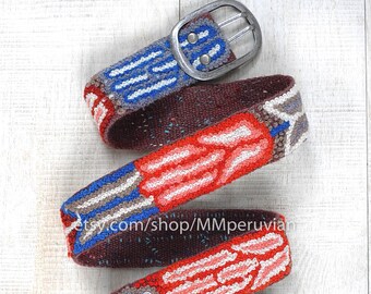 Peruvian Embroidered Belt Floral IVORY Natural Organic Dyes - Etsy