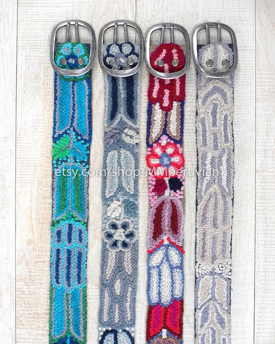 Peruvian Embroidered Belt Floral, Wool Embroidered Belts, Floral Ethnic ...