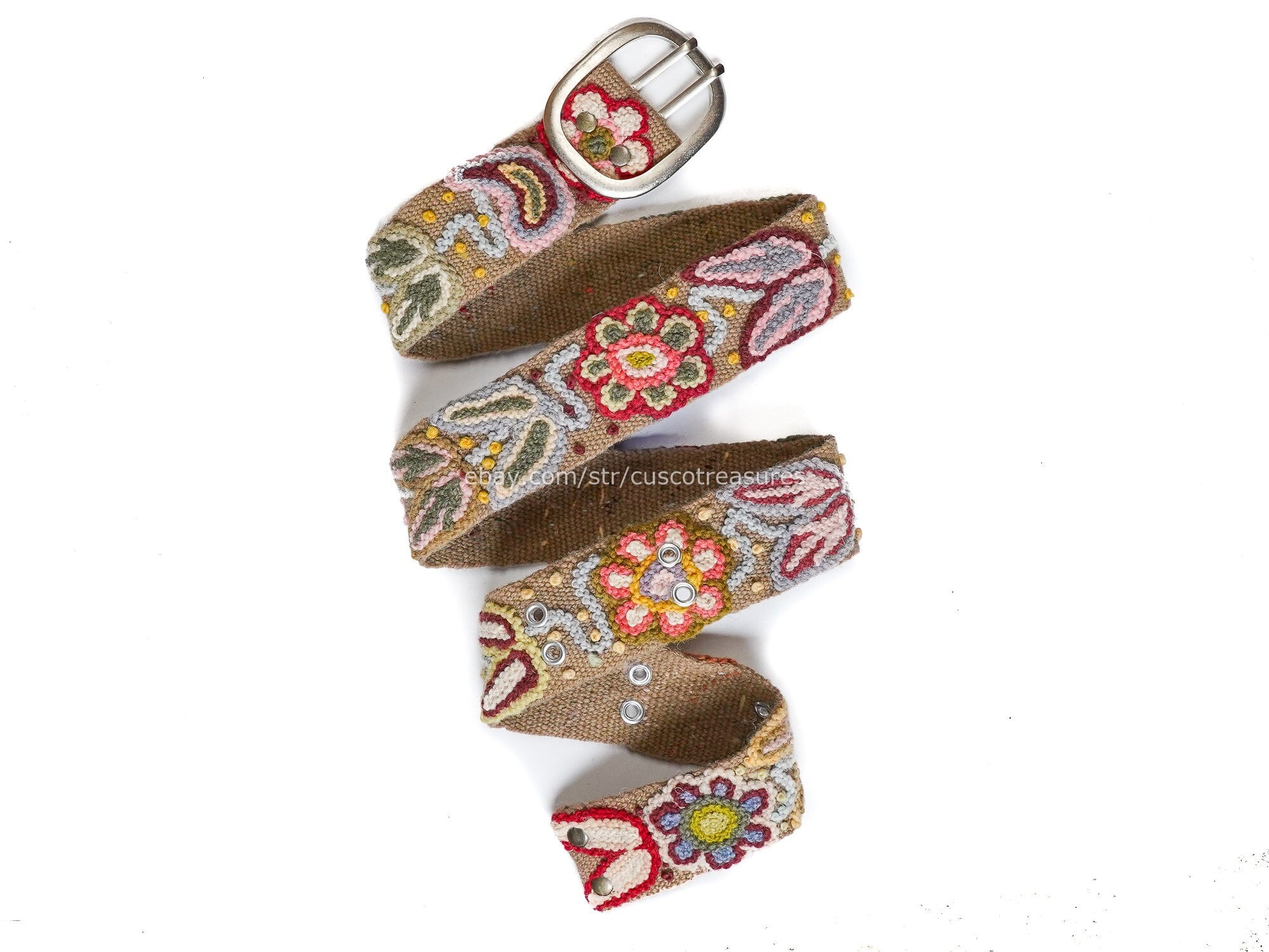 Embroidered Belt Floral Natural Organic Dyes, Peuvian Belts, Belt ...