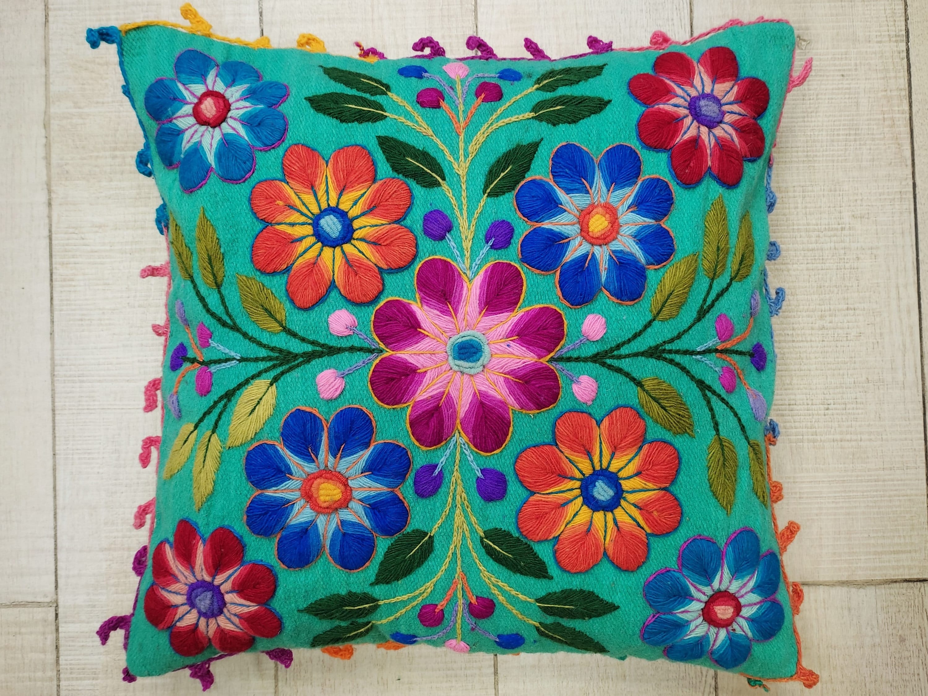 Hand embroidered pillow throw accent yellow pillow cover | Etsy