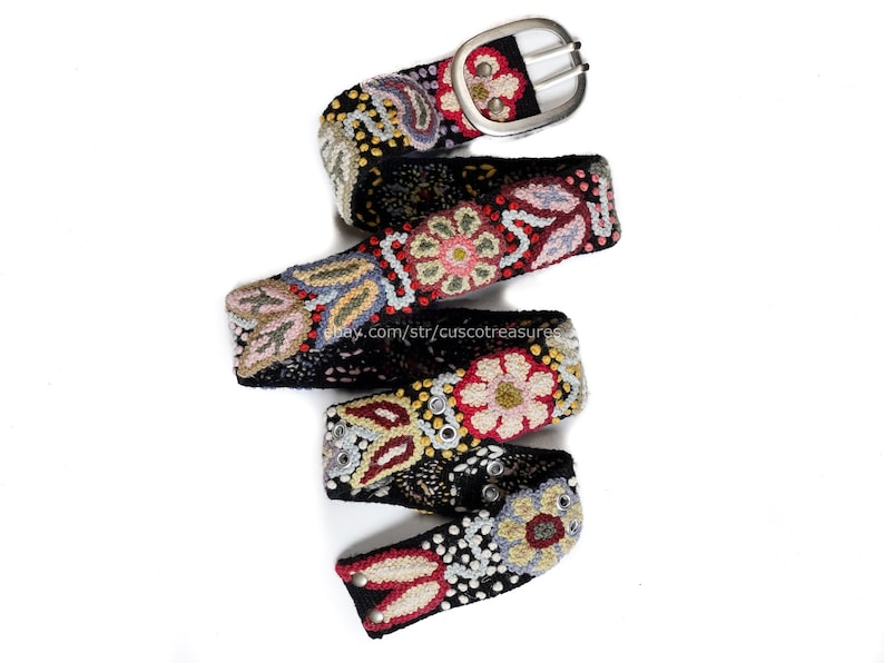 Embroidered Belt Floral Natural Organic Dyes, Peuvian Belts, Belt ...