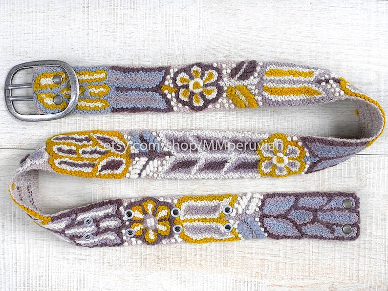 Hand Embroidered Belt Floral Gray Wool Embroidered Belts | Etsy