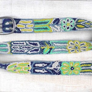 Peruvian Embroidered Belt Floral Pastel Color, Wool Embroidered Belts ...