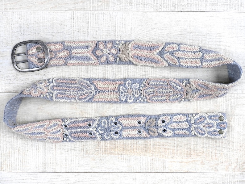 Hand Embroidered Belt Floral Gray Wool Embroidered Belts | Etsy