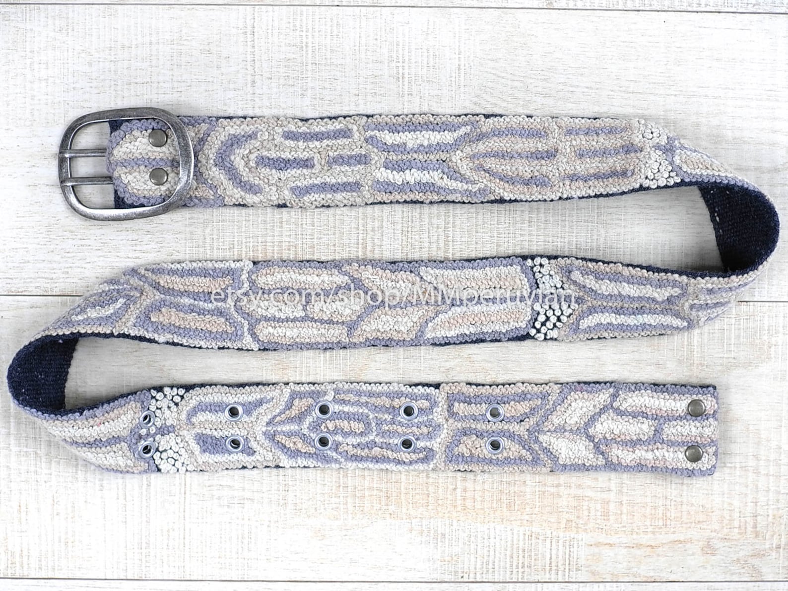 Peruvian Embroidered Belt Floral Blue Ocean Wool Embroidered | Etsy