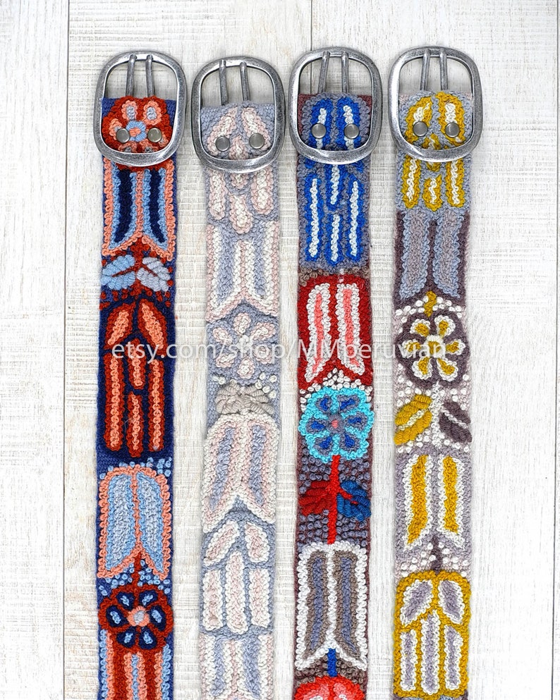 Hand Embroidered Belt Floral Gray Wool Embroidered Belts | Etsy