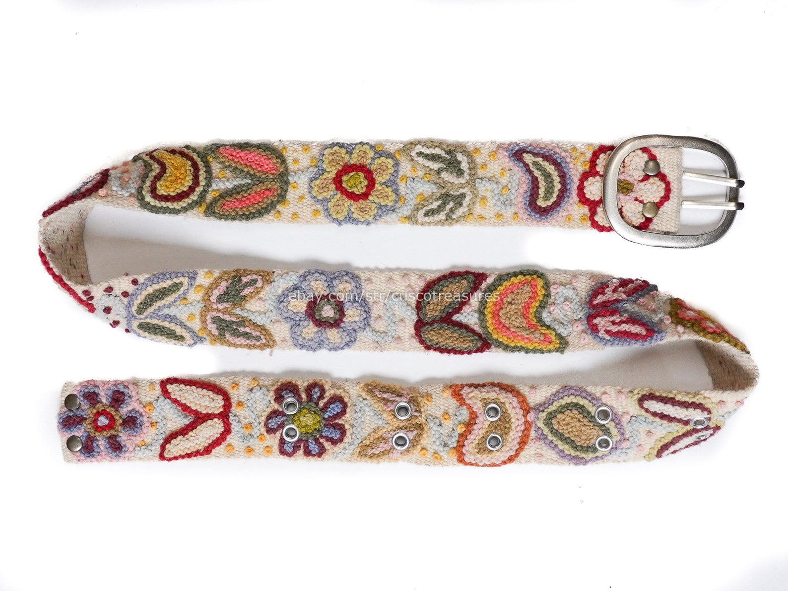 Embroidered Belt Floral Natural Organic Dyes, Peuvian Belts, Belt ...