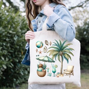 Summer Beach Watercolor Clipart Set, Vacation Clip Art, Boho Tropical ...