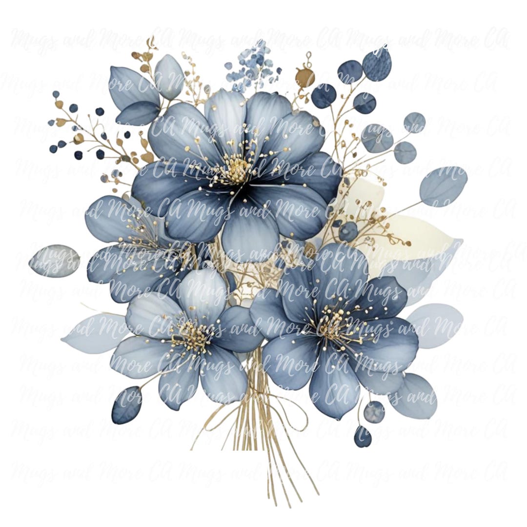 Boho Watercolor Blue Floral Clipart Flower Digital Clipart Bundle ...