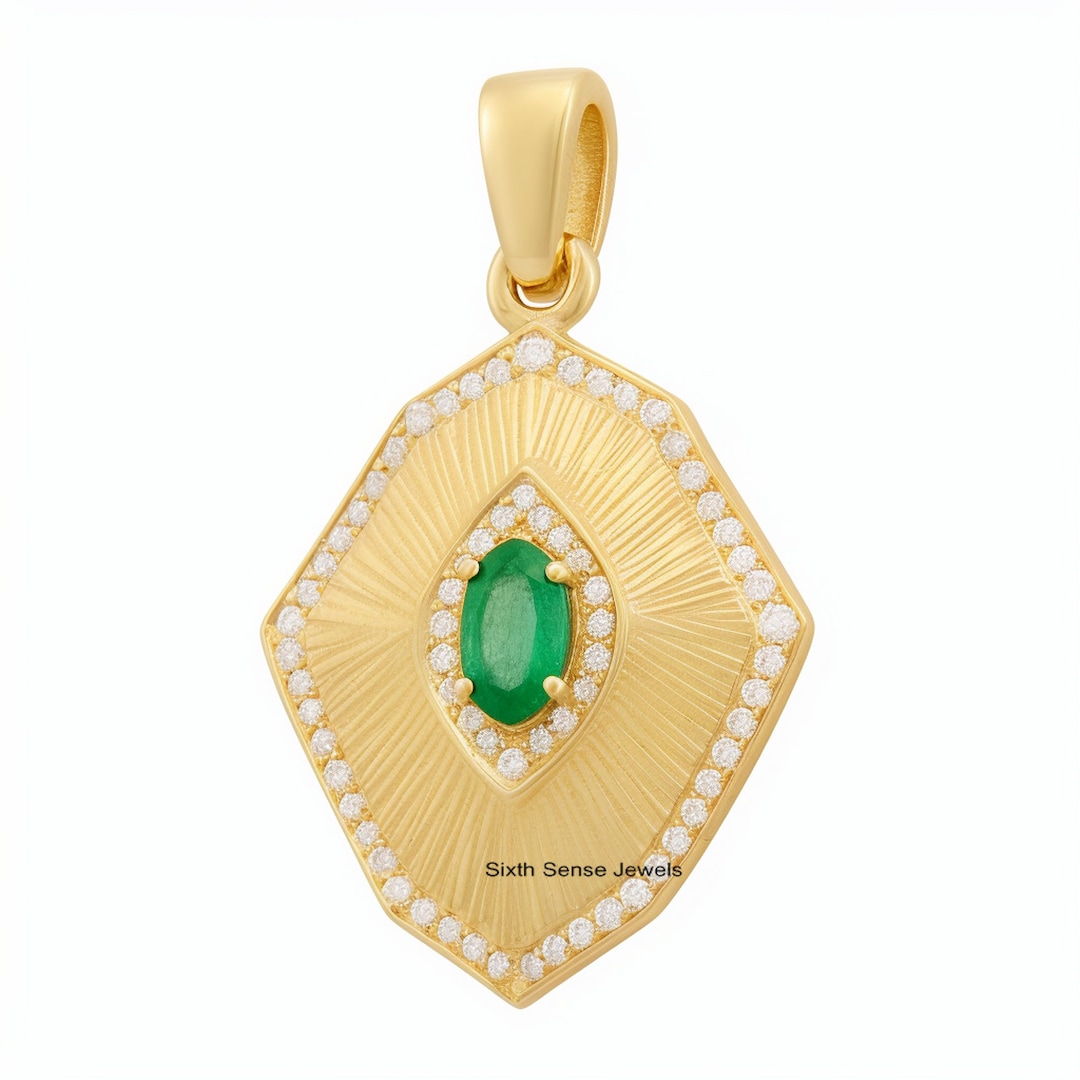 Diamond Shield Pendant, Beautiful Designer Shield Pendant, Fluted ...