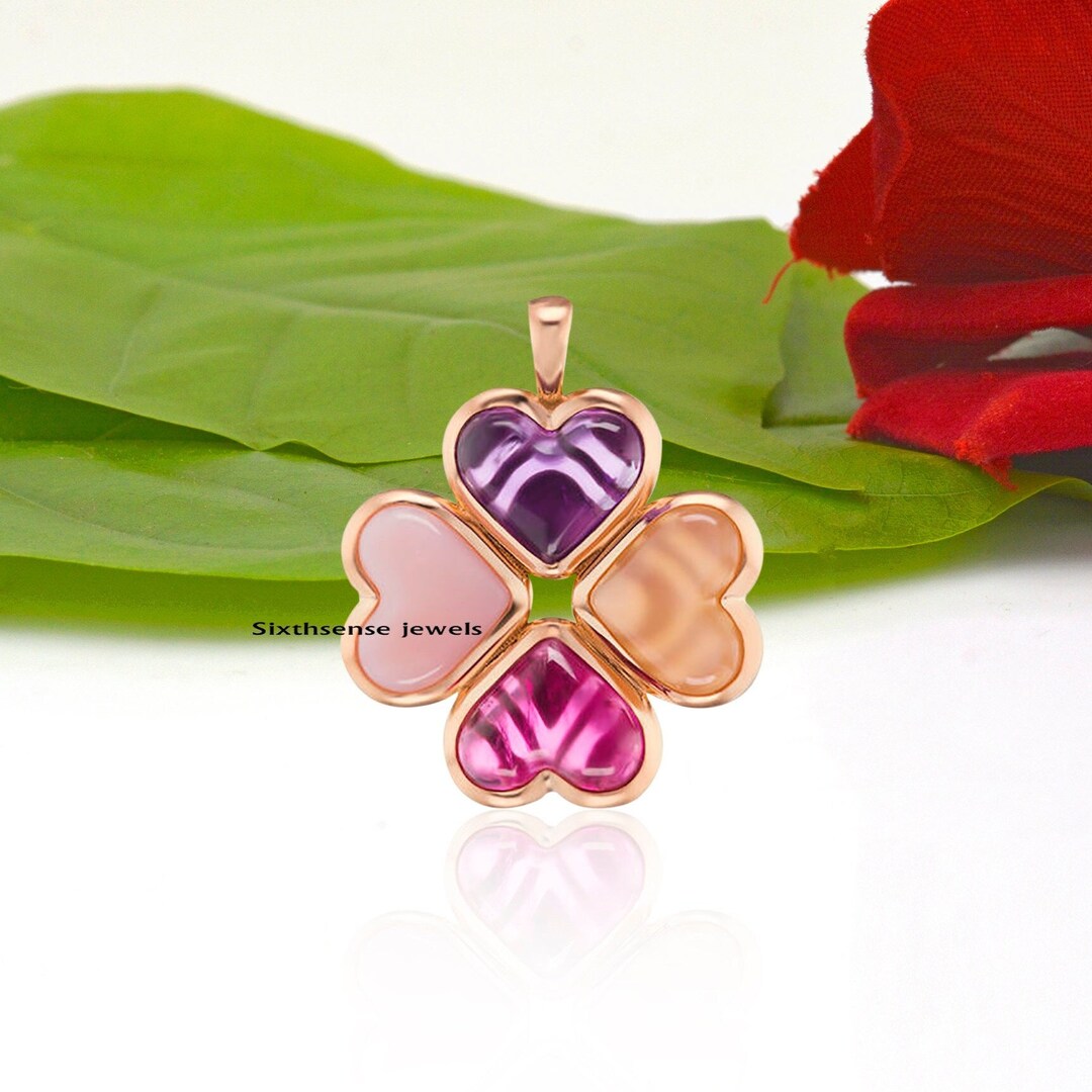 Gemstone Four Leaf Clover, Malachite Clover Pendant, Four Leaf Clover ...