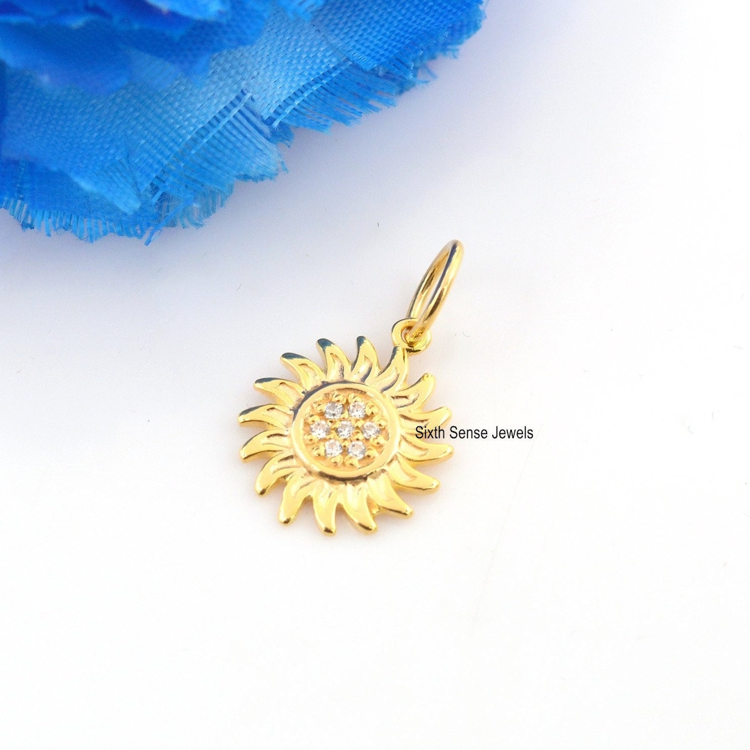 925 Silver Diamond Sun Pendant Diamond Glowing Sun Pendant - Etsy