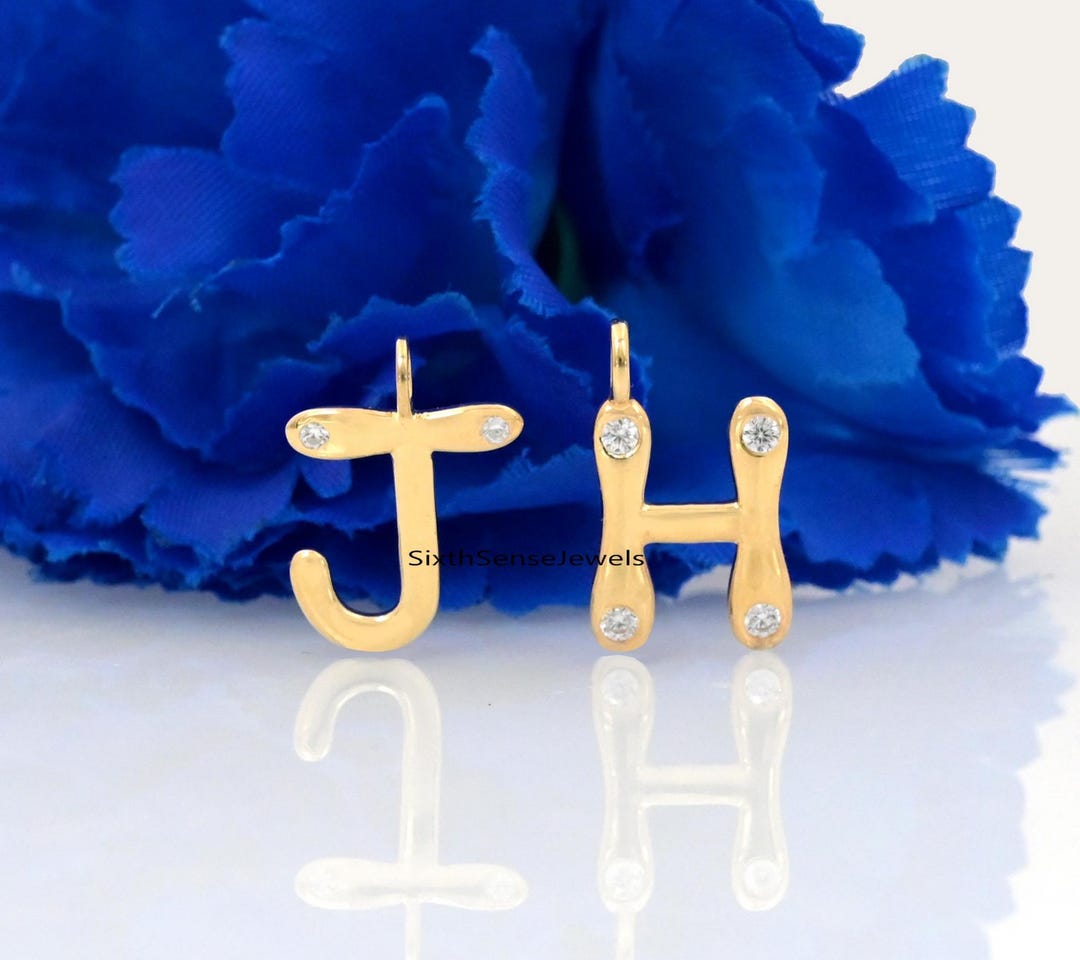 14kgold Initial Bubble Letter Pendant,diamond Bubble Letter Pendant ...