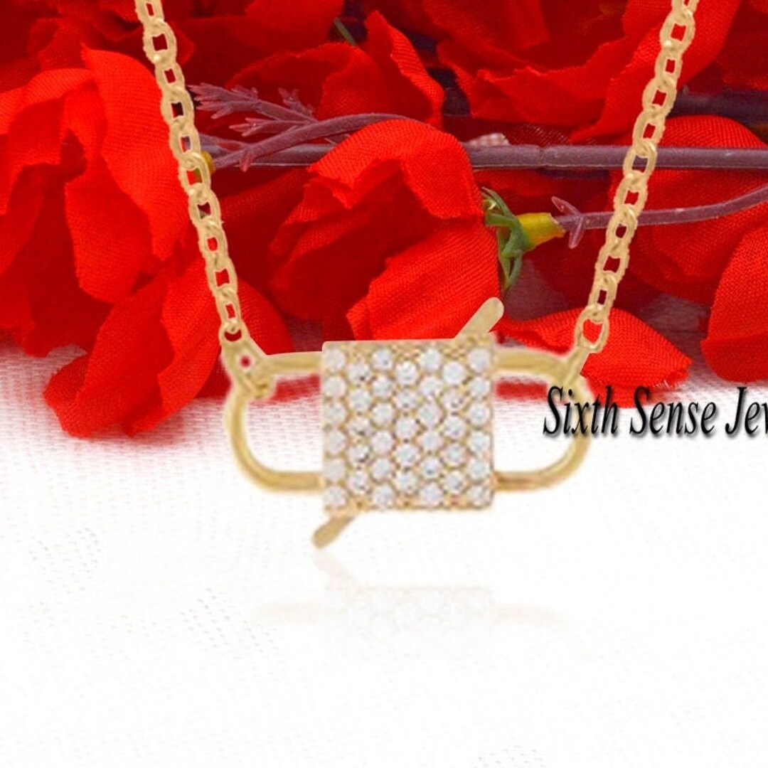 925 Silver Diamond Padlock, Gemstone Padlock, Pave Diamond Padlock ...
