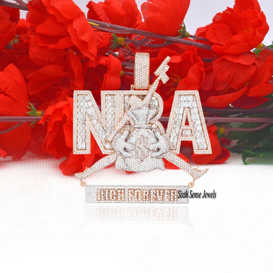 NBA Diamond Pendant, Nba Dollar Pendant, Pave NBA Pendant, Diamond Nba ...