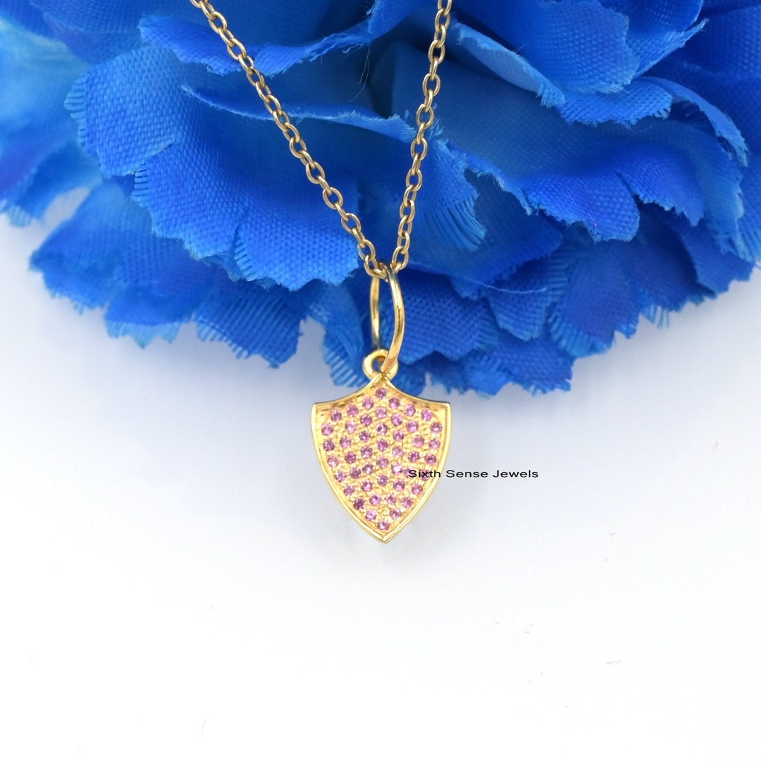 Pave Diamond Shield Pendant: 925 Silver Charm (20MM) - Etsy