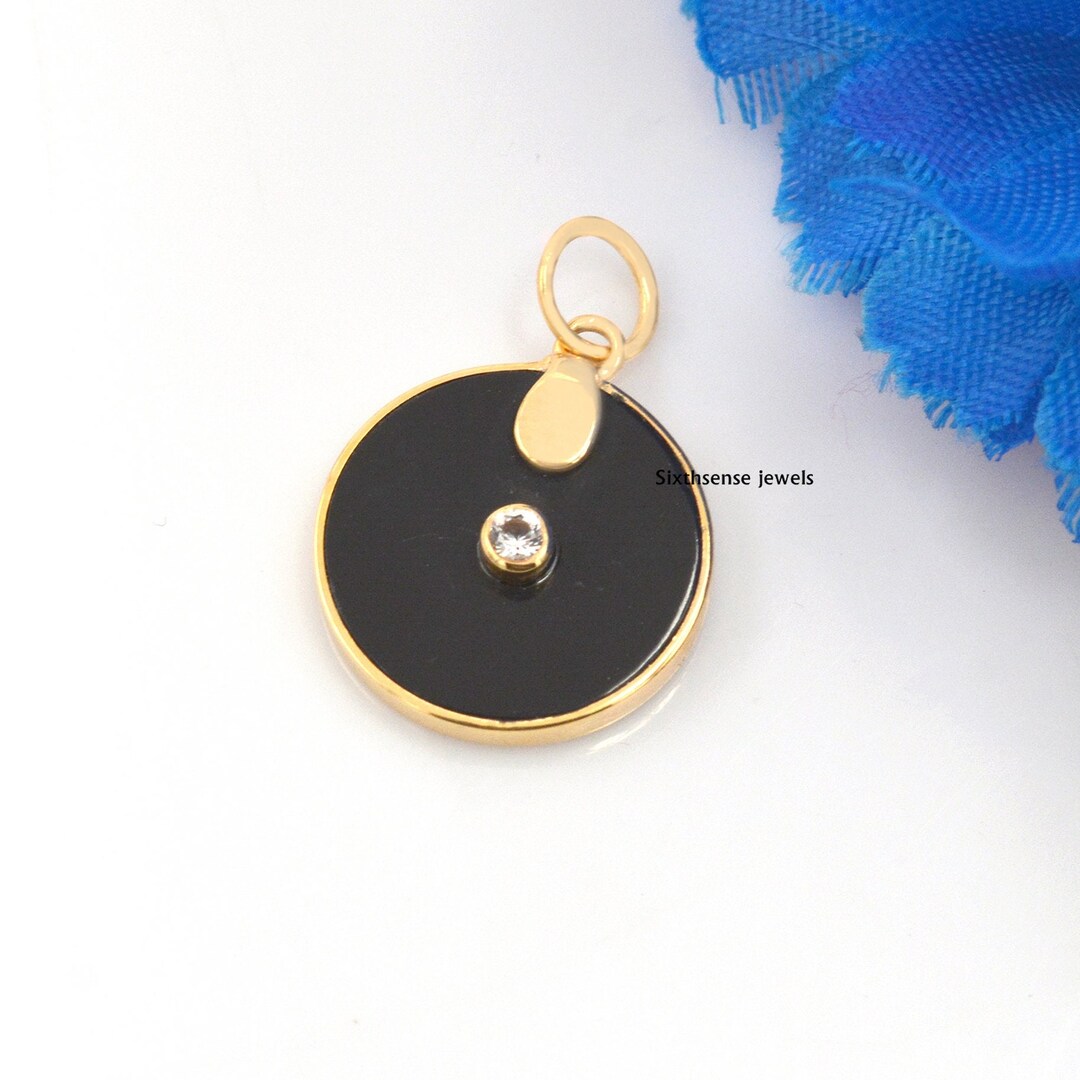 Gemstone Round Disc Pendant, 925 Silver Black Onyx Disc Pendant ...