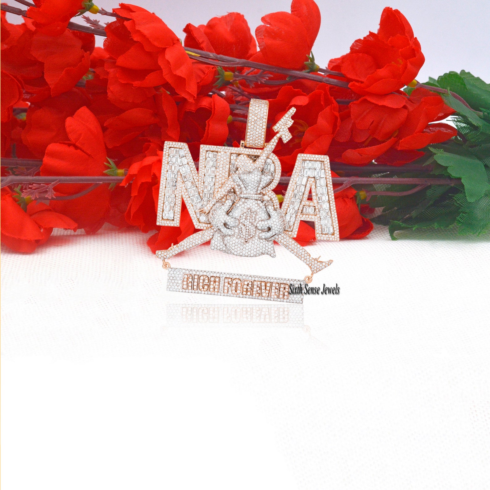 NBA Diamond Pendant Nba Dollar Pendant Pave NBA Pendant - Etsy