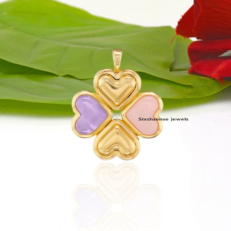 Gemstone Four Leaf Clover Malachite Clover Pendant Four Leaf - Etsy