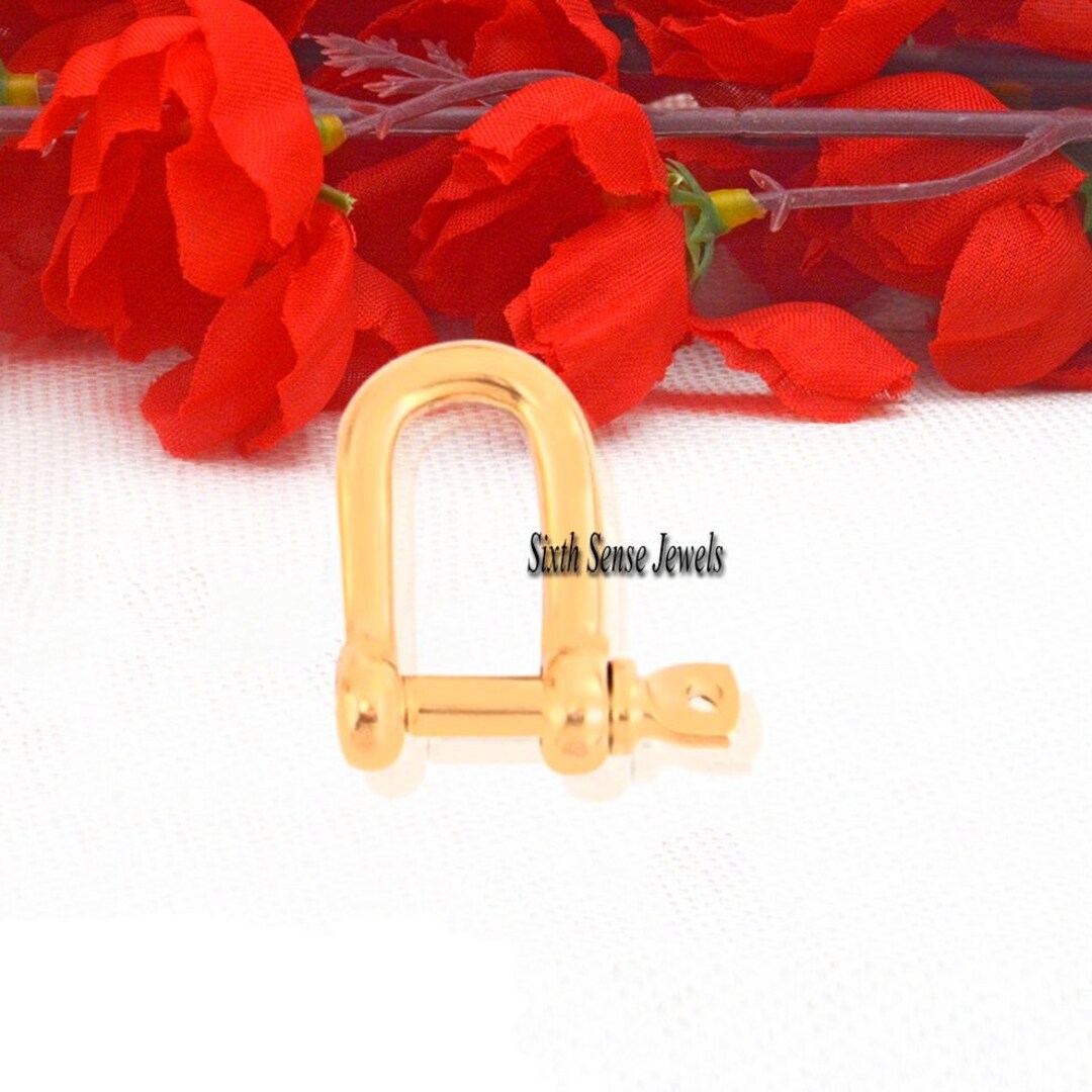14K Gold Shackle Lock, Snaffle Bit Lock, Screw Shackle Carabiner ...