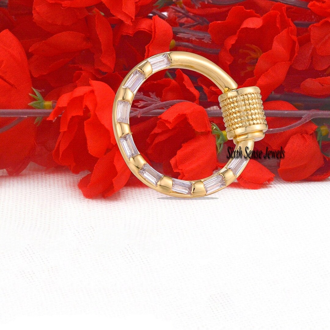 14K Baguettes Carabiner Lock Circle Carabiner Lock Baguette - Etsy