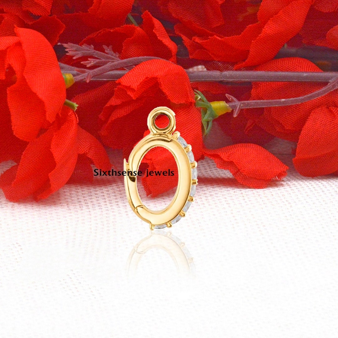 Diamond Oval Bail Enhancer Lock, Gold Pave Bail Enhancer Lock, Oval ...