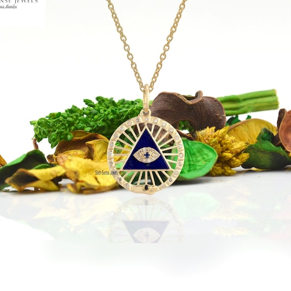 Diamond Evil Eye Disc Pendant Gemstone Diamond Evil Eye Disc - Etsy