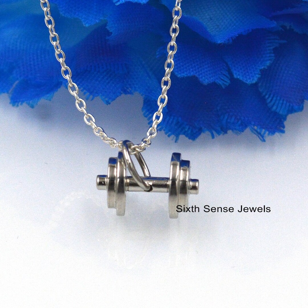 Bodybuilding Dumbbell Pendant, Solid Bodybuilding Dumbbell Pendant, 925 ...