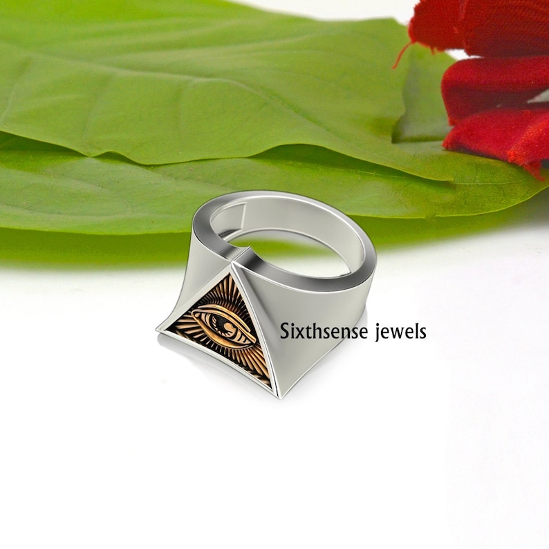 925 Silver Secret Society Ring Triangle Eye Ring Oxidized - Etsy