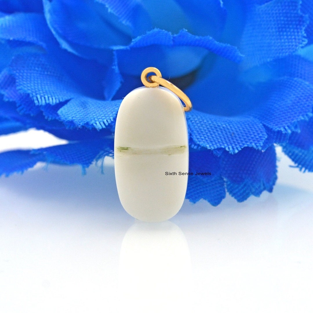 14K Solid Gold Gemstone Capsule Pendant, Gemstone Capsule Charm ...