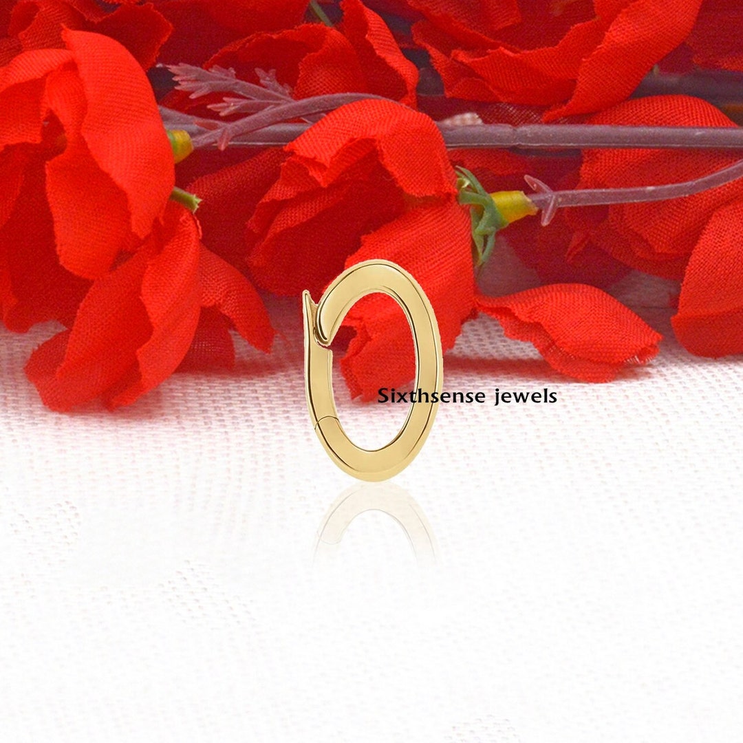 14k Gold Hinged Oval Bail Enhancer, Gold Hinged Bail Pendants Charms ...