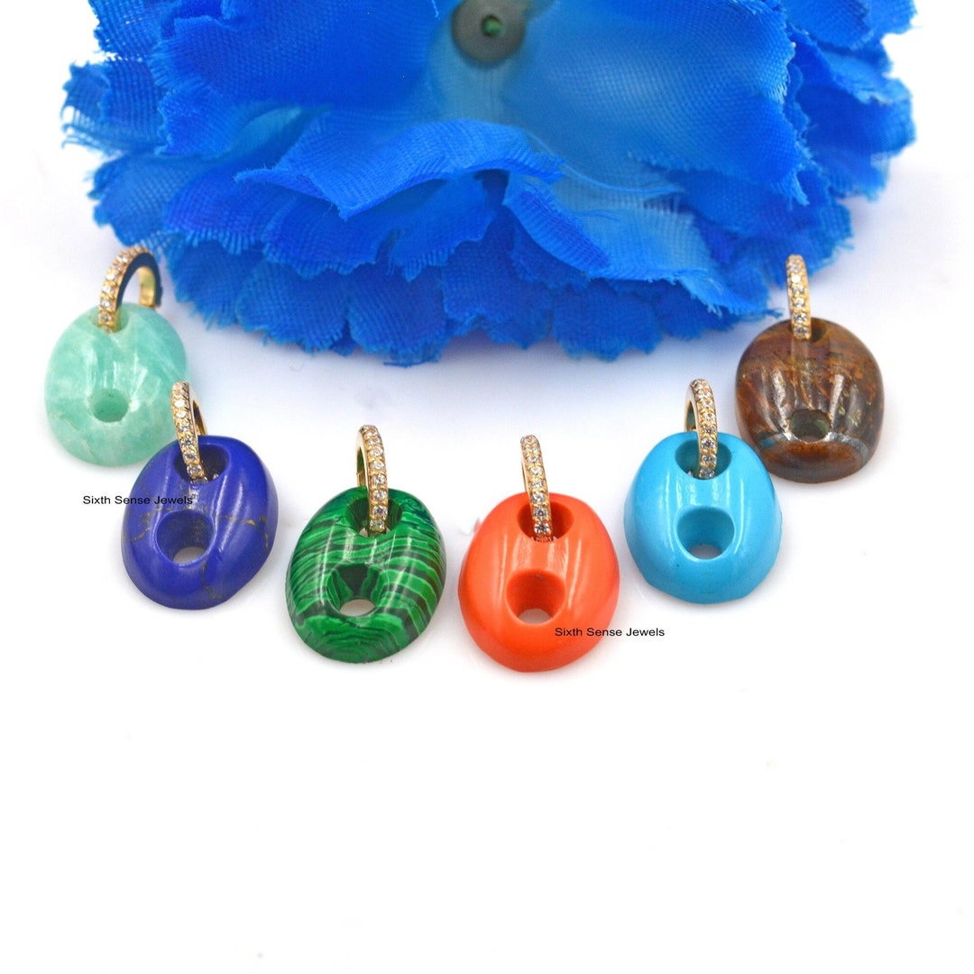 14k Gold Gemstone Soda Pull Tab Pendant, Gemstone Soda Tab, Soda Pull ...