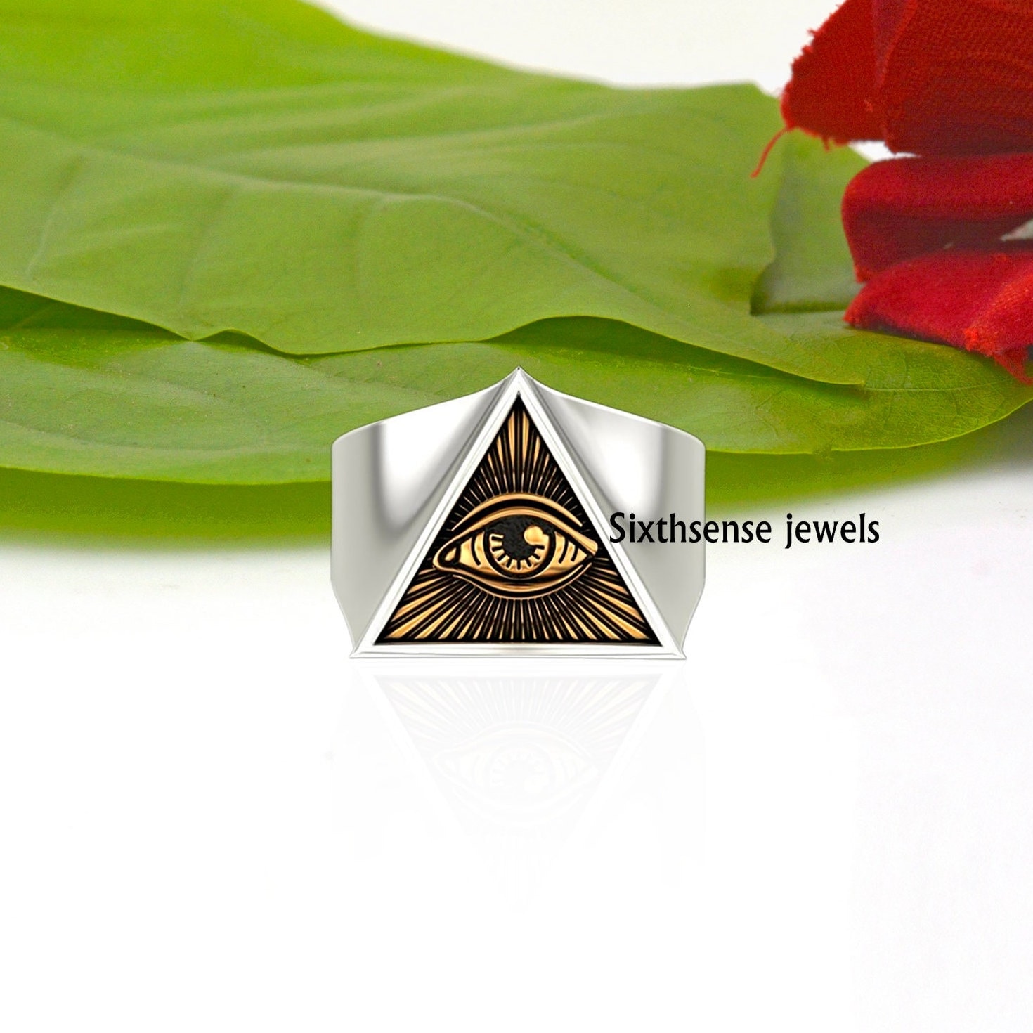 925 Silver Secret Society Ring Triangle Eye Ring Oxidized - Etsy