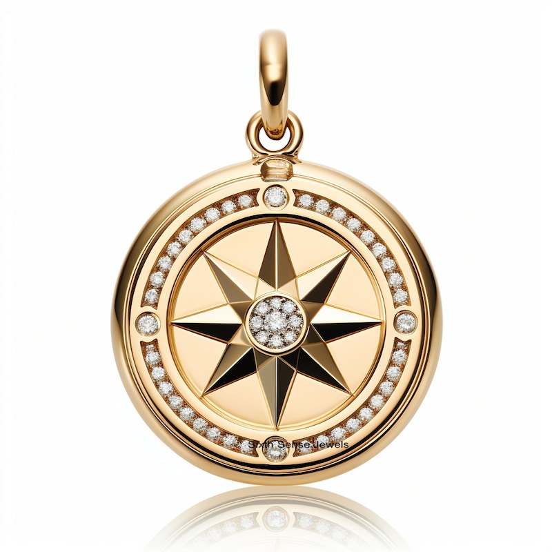 Gold Compass Pendant - Etsy
