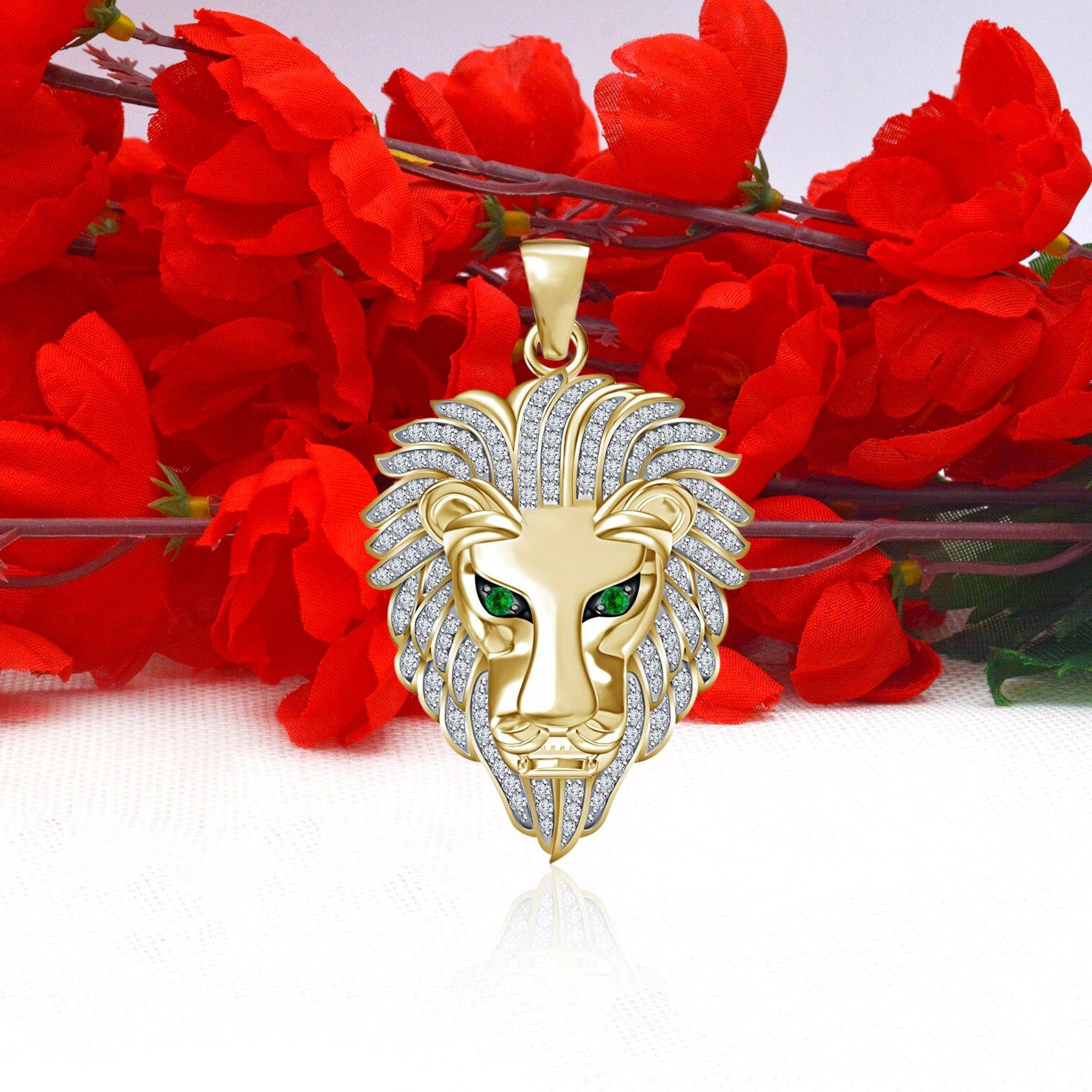 Diamond Lion Head Pendant in 925 Silver King Lion Crown Char - Etsy