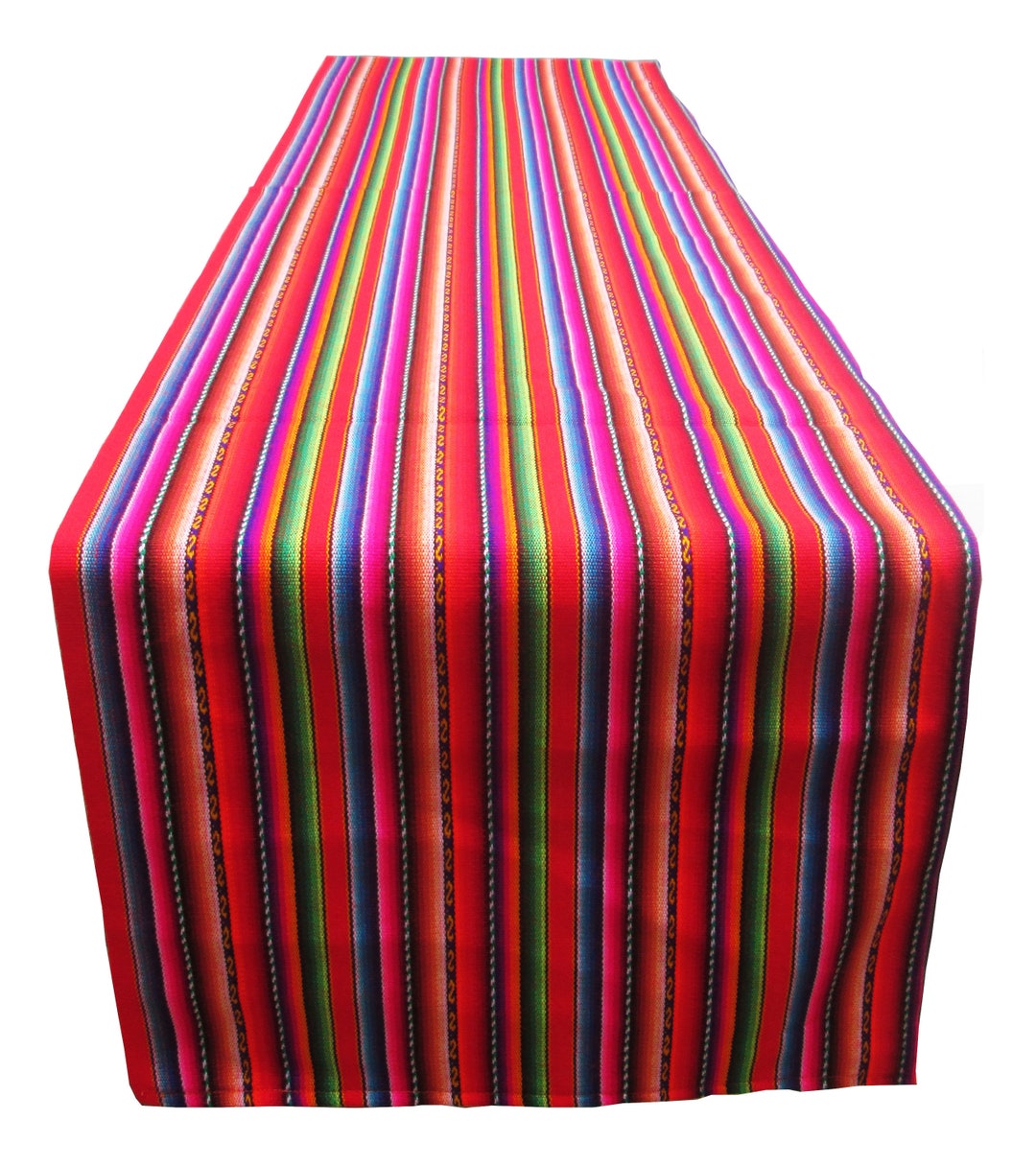 Red Inka Table Runner 14 in X 70 in South American Inka Peruvian Fabric ...