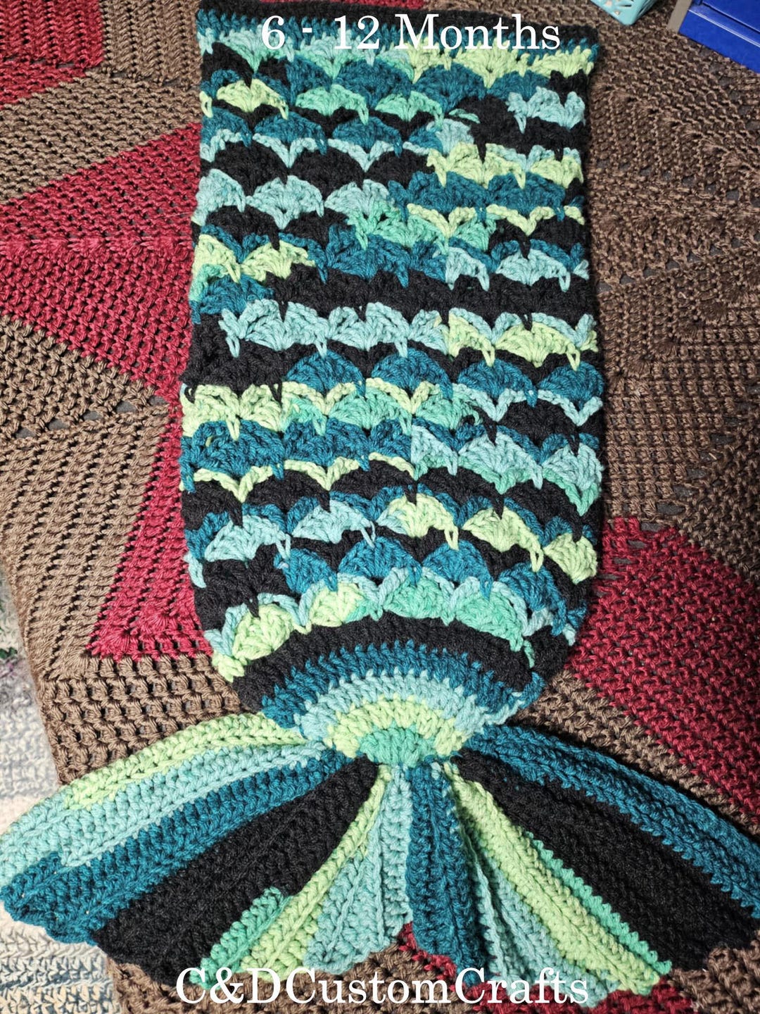 Crochet, Girls, Mermaid Tail, Leg Blanket, Handmade, Custom Colors ...