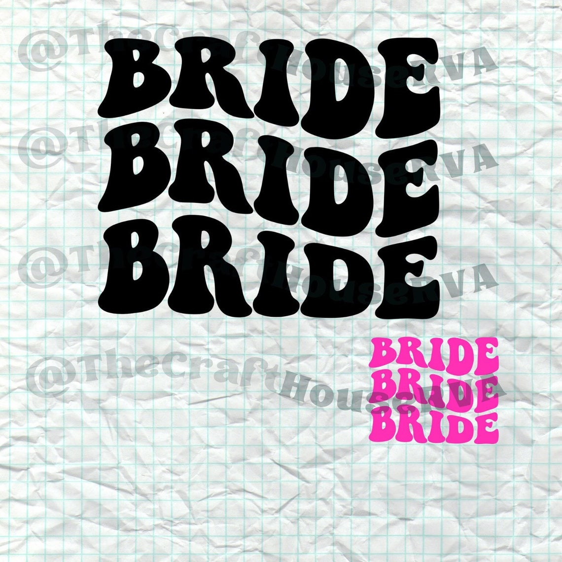 Bride, Wavy Text, SVG PNG Digital Download, Retro Font Stacked Layered ...