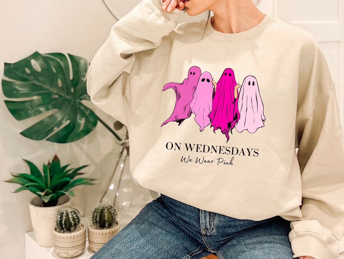 Pink Ghosts We Wear Pink on Wednesdays Oversized Vintage - Etsy