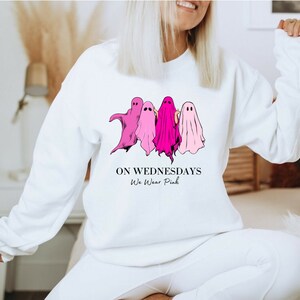 Pink Ghosts, We Wear Pink on Wednesdays, Oversized Vintage Halloween ...