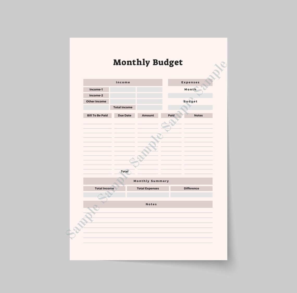 Digital Monthly Budget Planner Printable Digital Download - Etsy