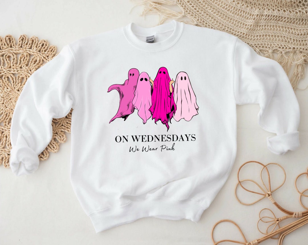 Pink Ghosts, We Wear Pink on Wednesdays, Oversized Vintage Halloween ...