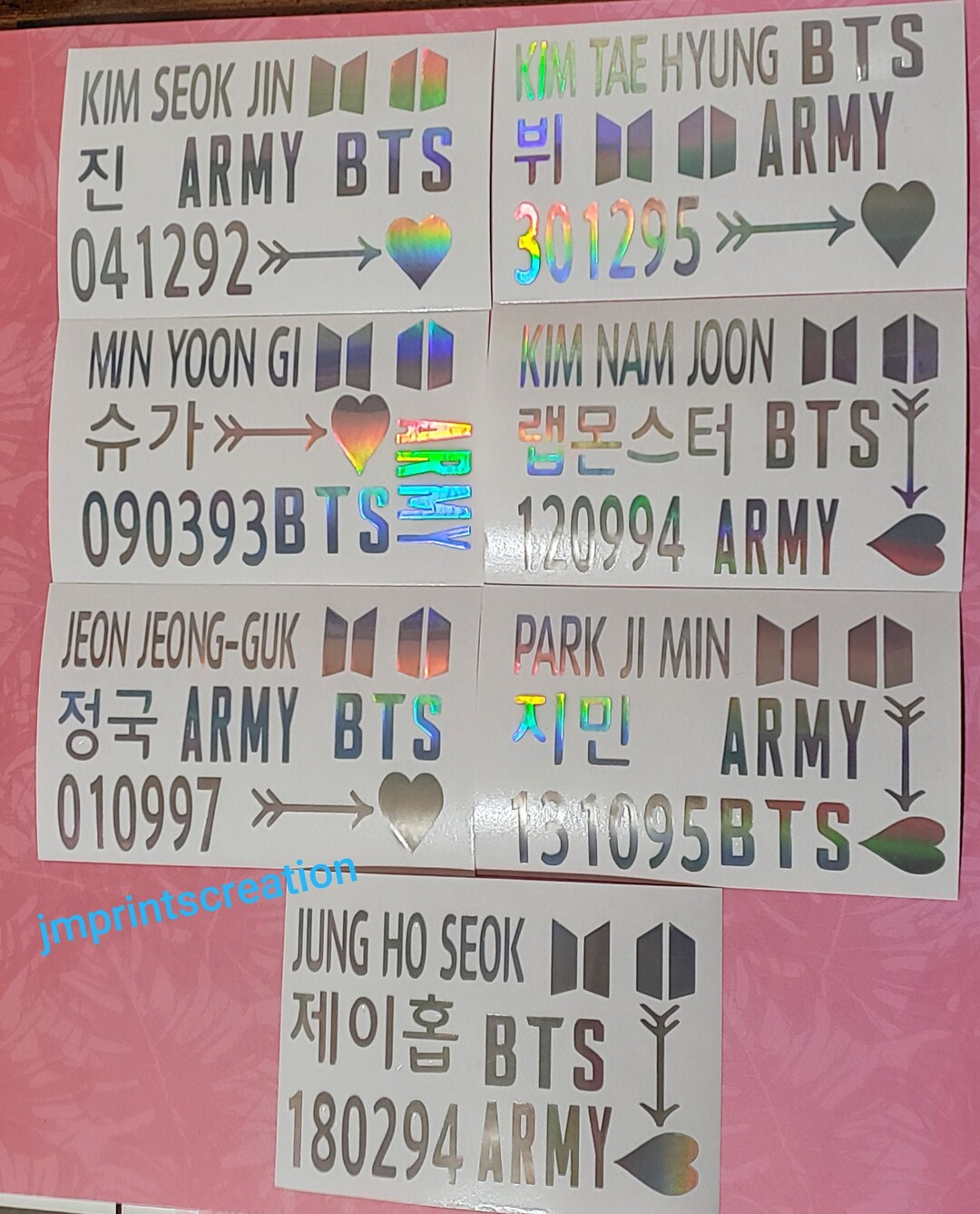 BTS Bias Sticker Set - Etsy