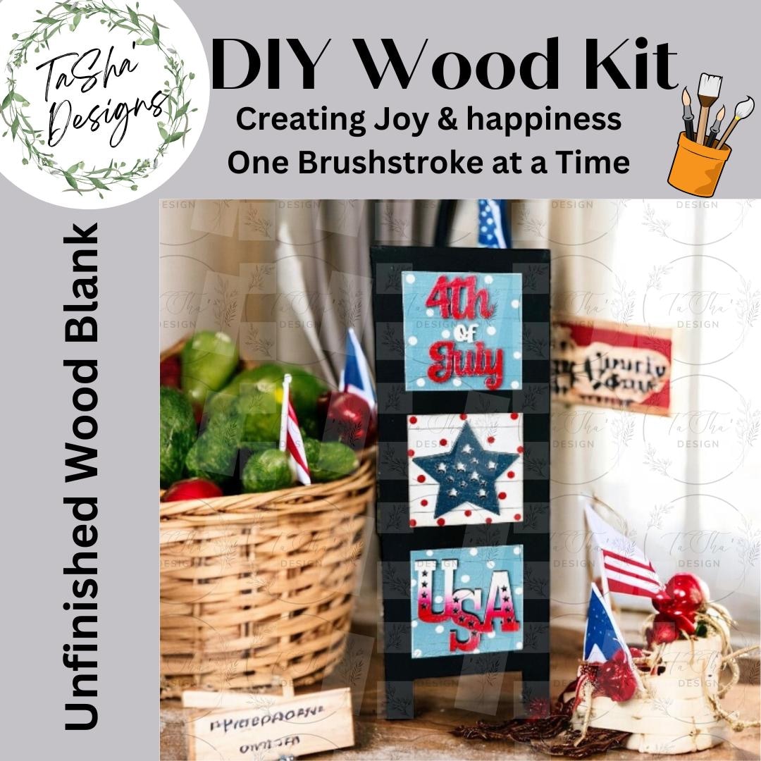 DIY Mini Interchangeable Patriotic Ladder, Unfinished Wood Blank, DIY ...