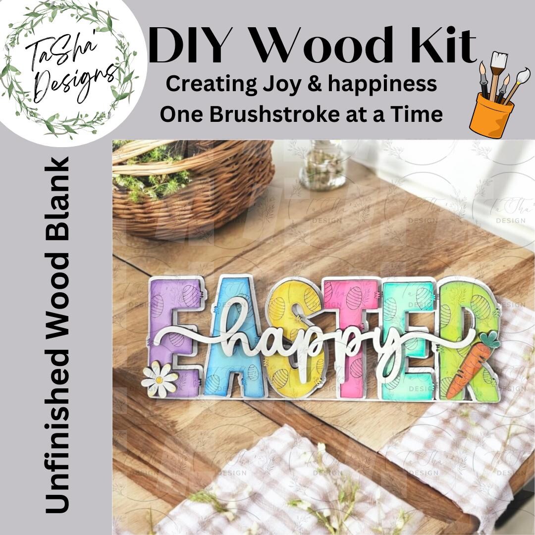 Happy Easter Shelf Sitter, Easter Center Piece, DIY Easter Craft Kit ...